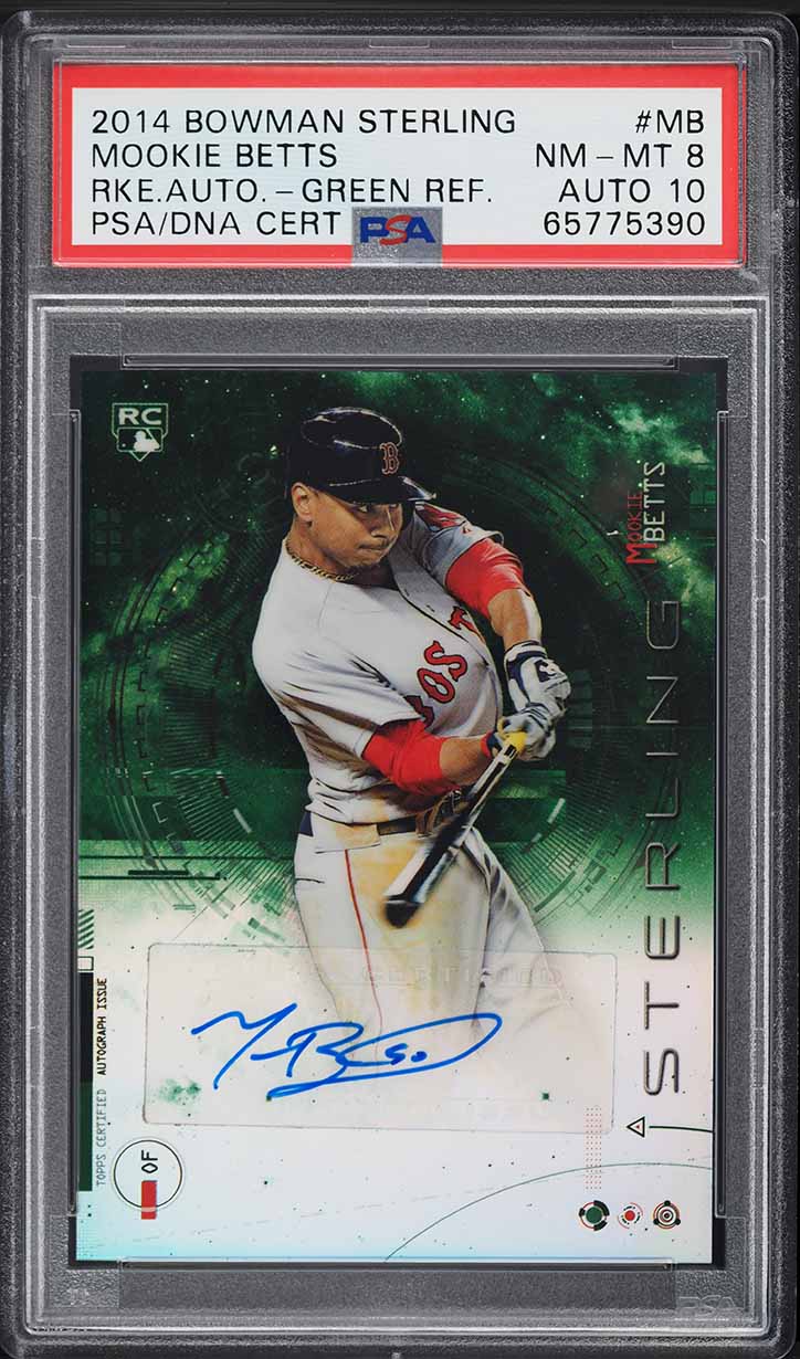 2014 Bowman Sterling Green Refractor Mookie Betts ROOKIE AUTO DNA 10 / ...