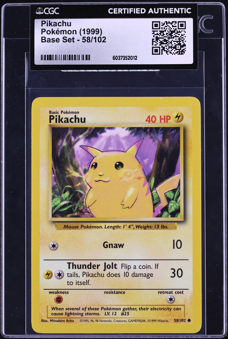 1999 Pokemon Base Set Yellow Cheeks Pikachu #58 CGC AUTH on Fanatics ...