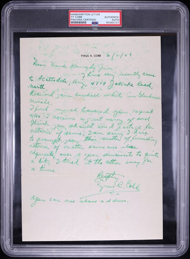 Ty Cobb Signed Autographed Handwritten Letter AUTO PSA/DNA AUTH on ...