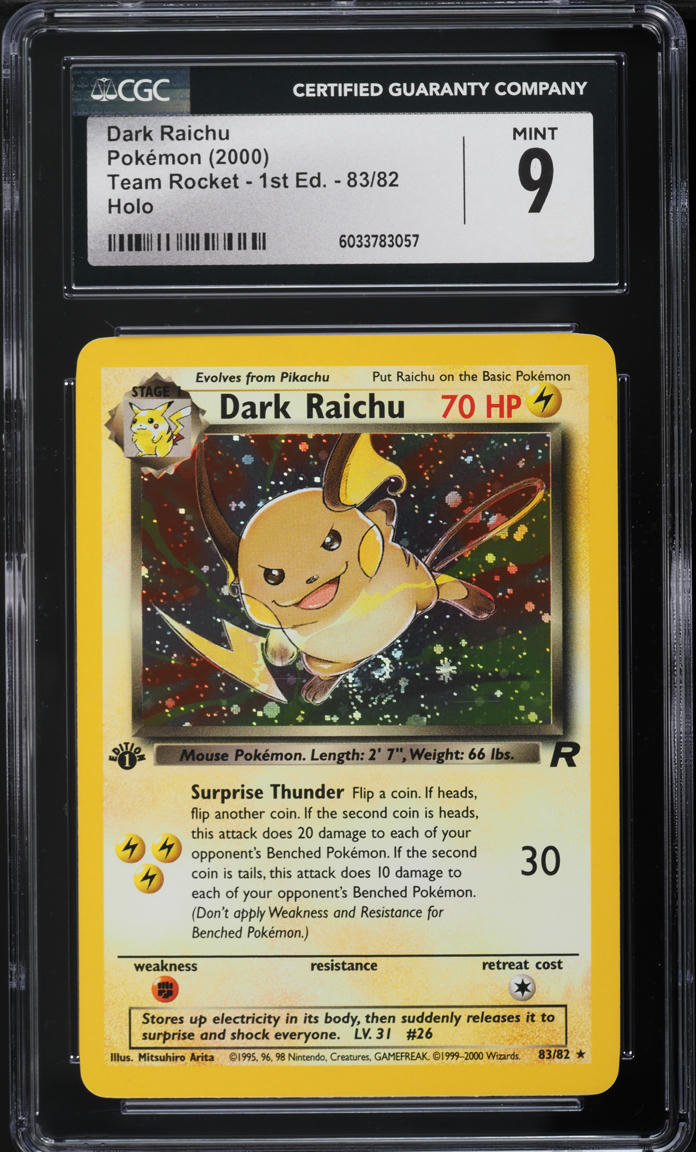 2000 Pokemon Team Rocket 1st Edition Holo Dark Raichu #83 CGC 9 MINT on ...