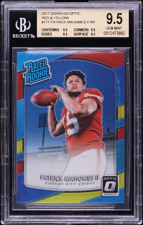 2017 Donruss Optic Red Yellow Patrick Mahomes II ROOKIE #177 BGS 9.5 ...