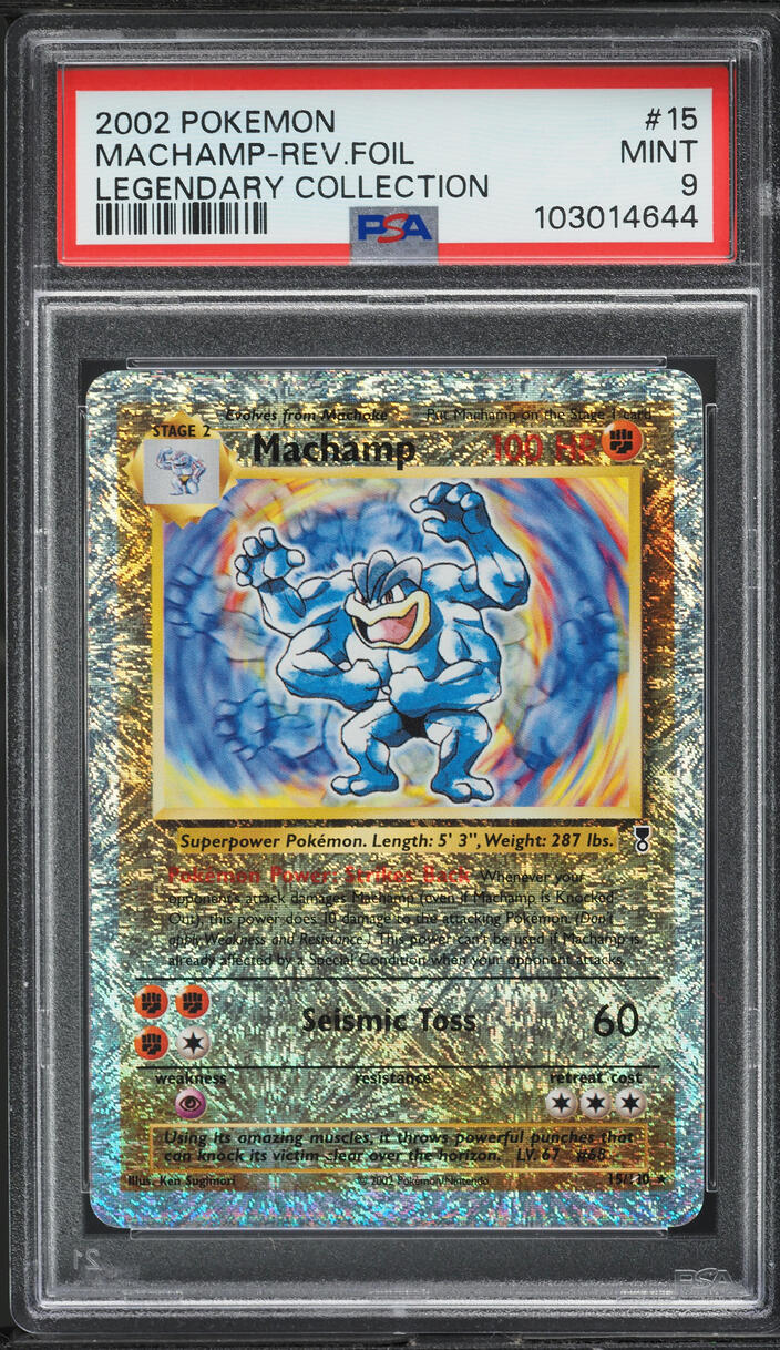 2002 Pokemon Legendary Collection Reverse Holo Machamp #15 PSA 9 MINT ...
