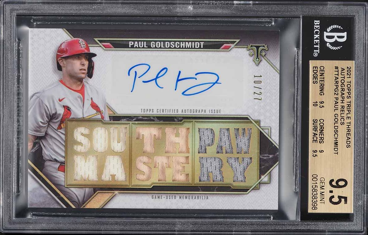 2021 Topps Triple Threads Paul Goldschmidt PATCH AUTO /27 BGS 9.5 GEM ...