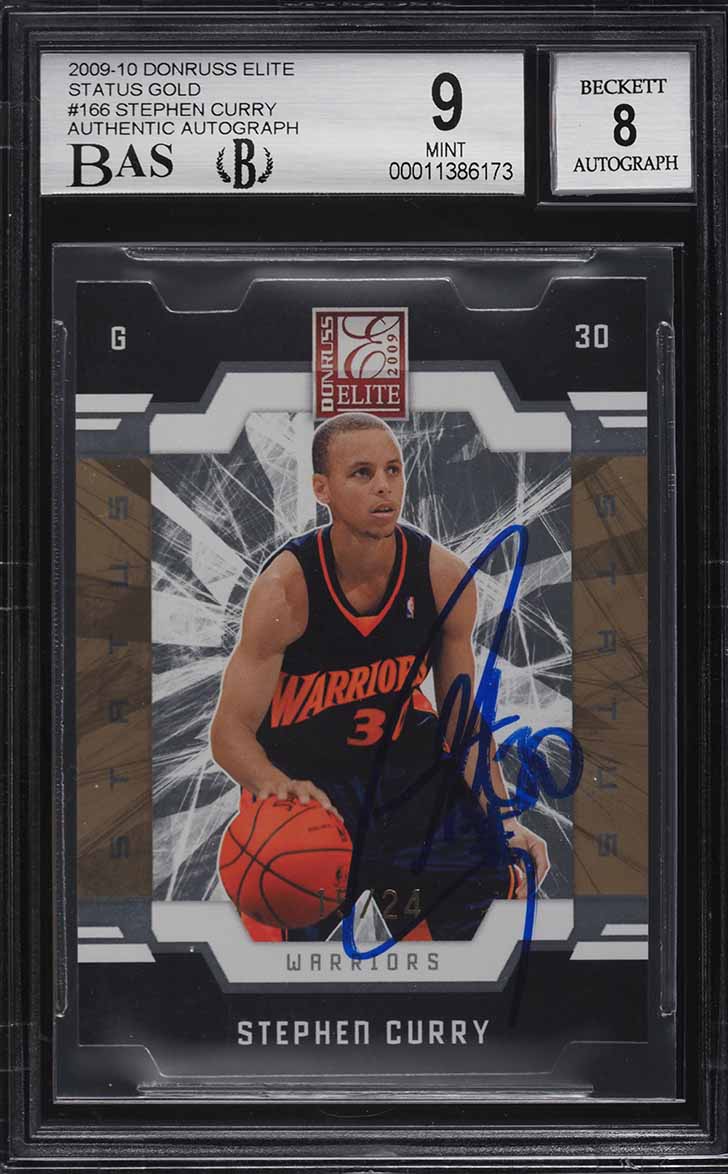 2009 Donruss Elite Status Gold Stephen Curry ROOKIE AUTO /24 #166 BAS ...