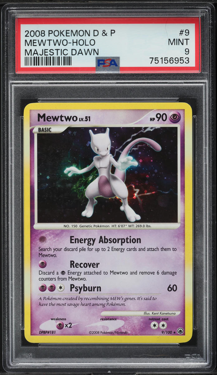 2008 Pokemon Diamond & Pearl Majestic Dawn Holo Mewtwo #9 PSA 9 MINT on Fanatics Collect