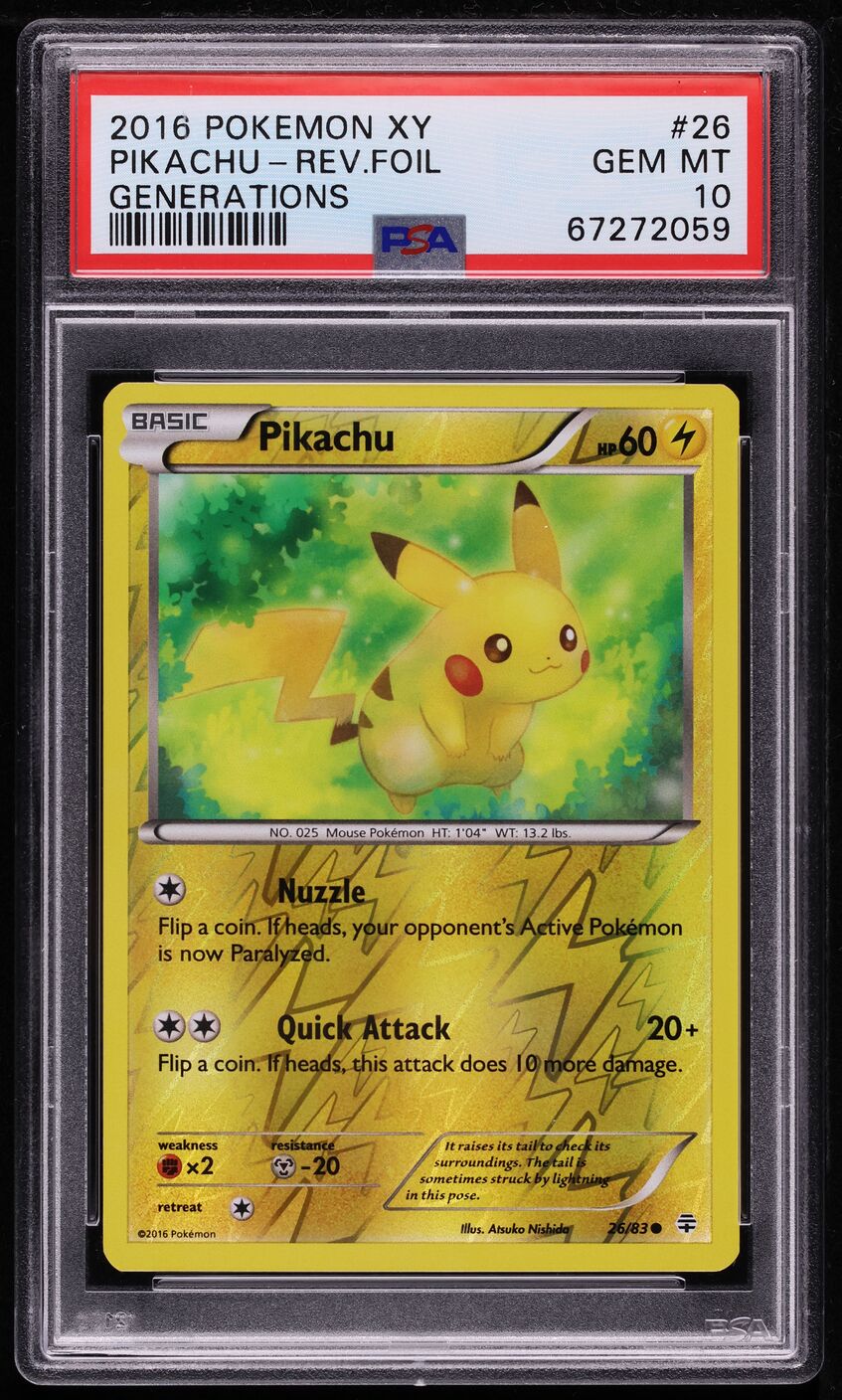 2016 Pokemon XY Generations Reverse Holo Pikachu #26 PSA 10 GEM MINT on ...