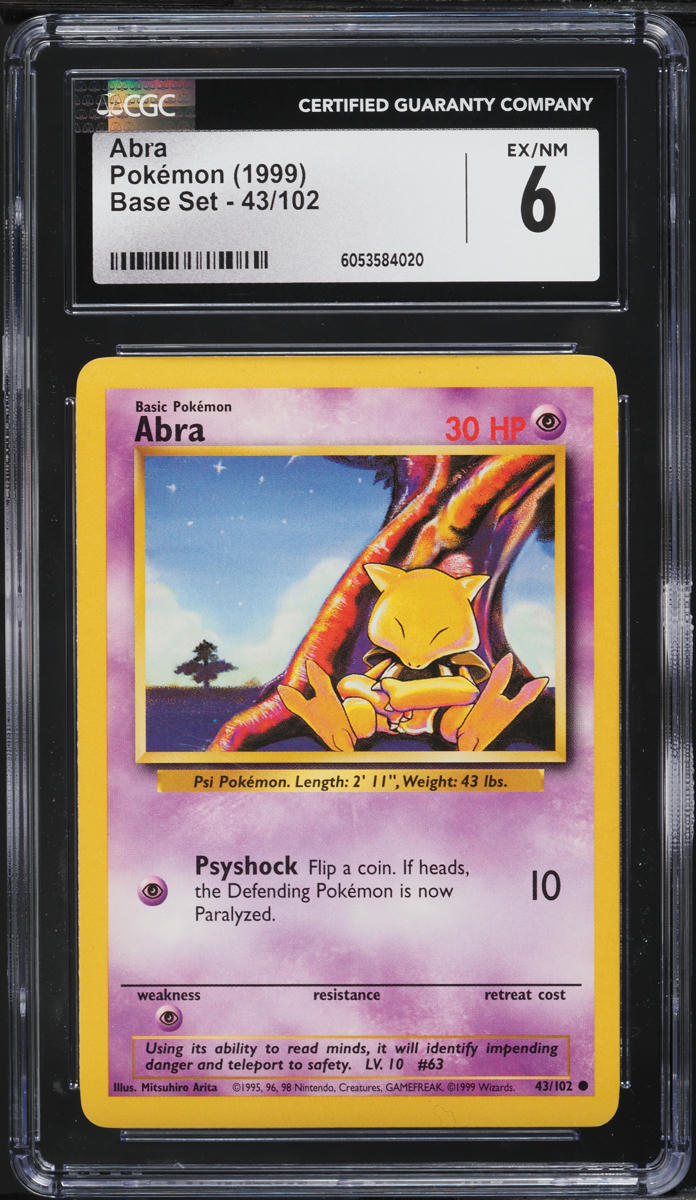 1999 Pokemon Base Set Abra #43 CGC 6 EXMT on Fanatics Collect