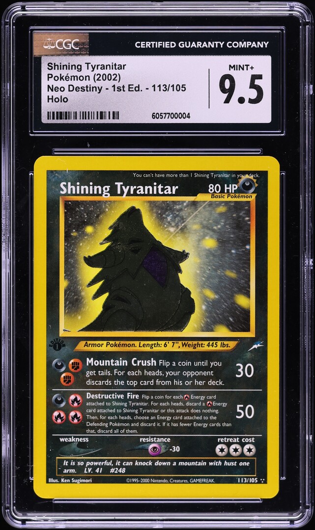 2002 Pokemon Neo Destiny 1st Edition Holo Shining Tyranitar #113 CGC 9. ...