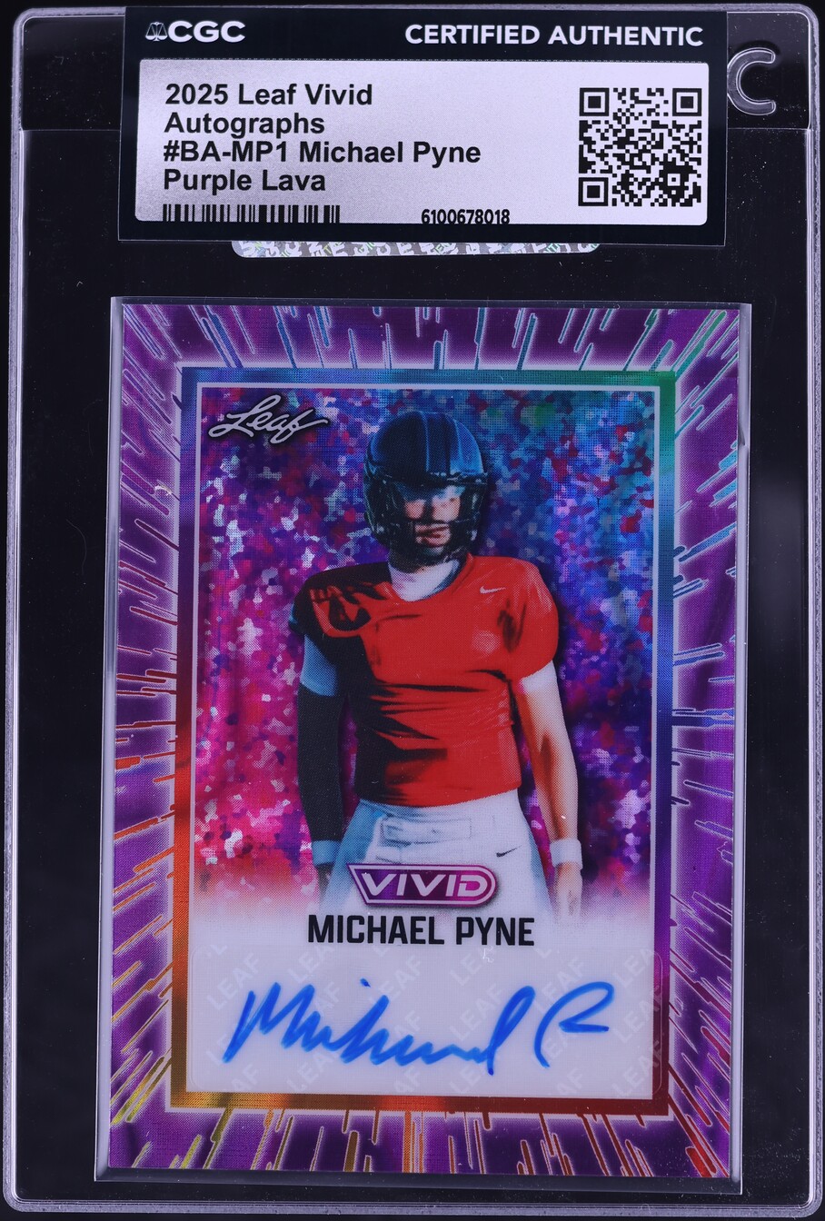 2025 Leaf Vivid Purple Lava Michael Pyne ROOKIE AUTO /7 #BA-MP1 CGC ...