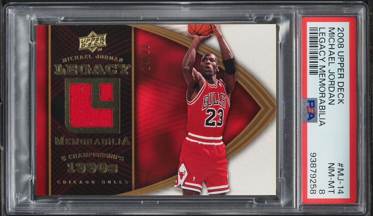 2008 Upper Deck Jordan Legacy Michael Jordan PATCH /23 #MJ-14 PSA 8 NM ...