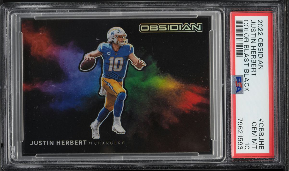 2022 Panini Obsidian Color Blast Black Justin Herbert #CBBJHE PSA 10 ...