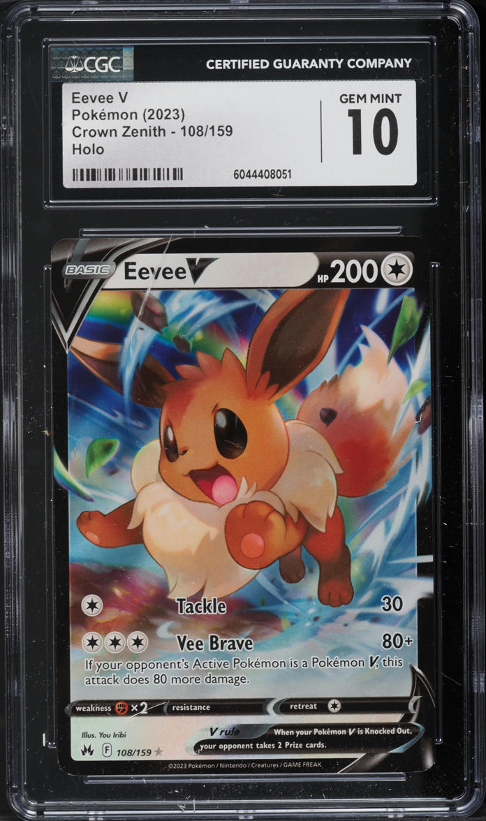 2023 Pokemon Sword & Shield Crown Zenith Full Art Eevee V #108 CGC 10 ...