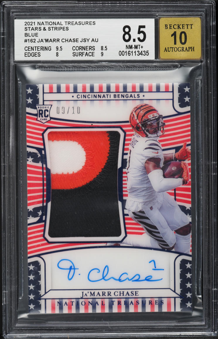 2021 National Treasures S&S Blue Ja'marr Chase ROOKIE PATCH AUTO /10 ...