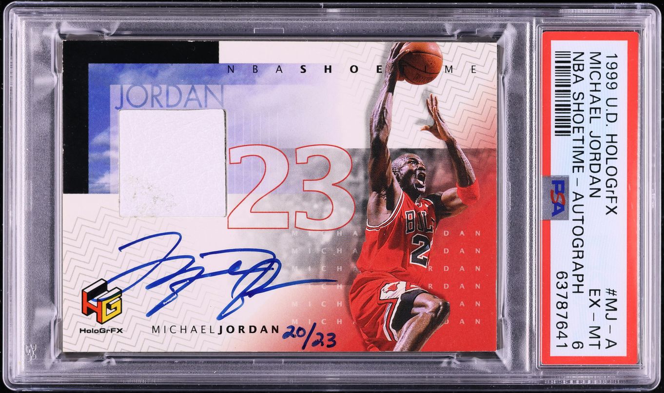1999 Upper Deck HoloGrFX NBA Shoetime Michael Jordan PATCH AUTO /23 #MJ ...