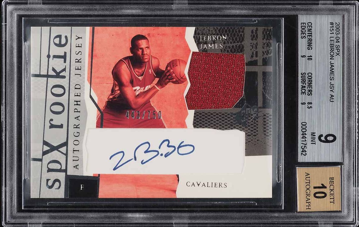 2003 SPx Basketball LeBron James ROOKIE PATCH AUTO /750 #151 BGS 9 MINT ...