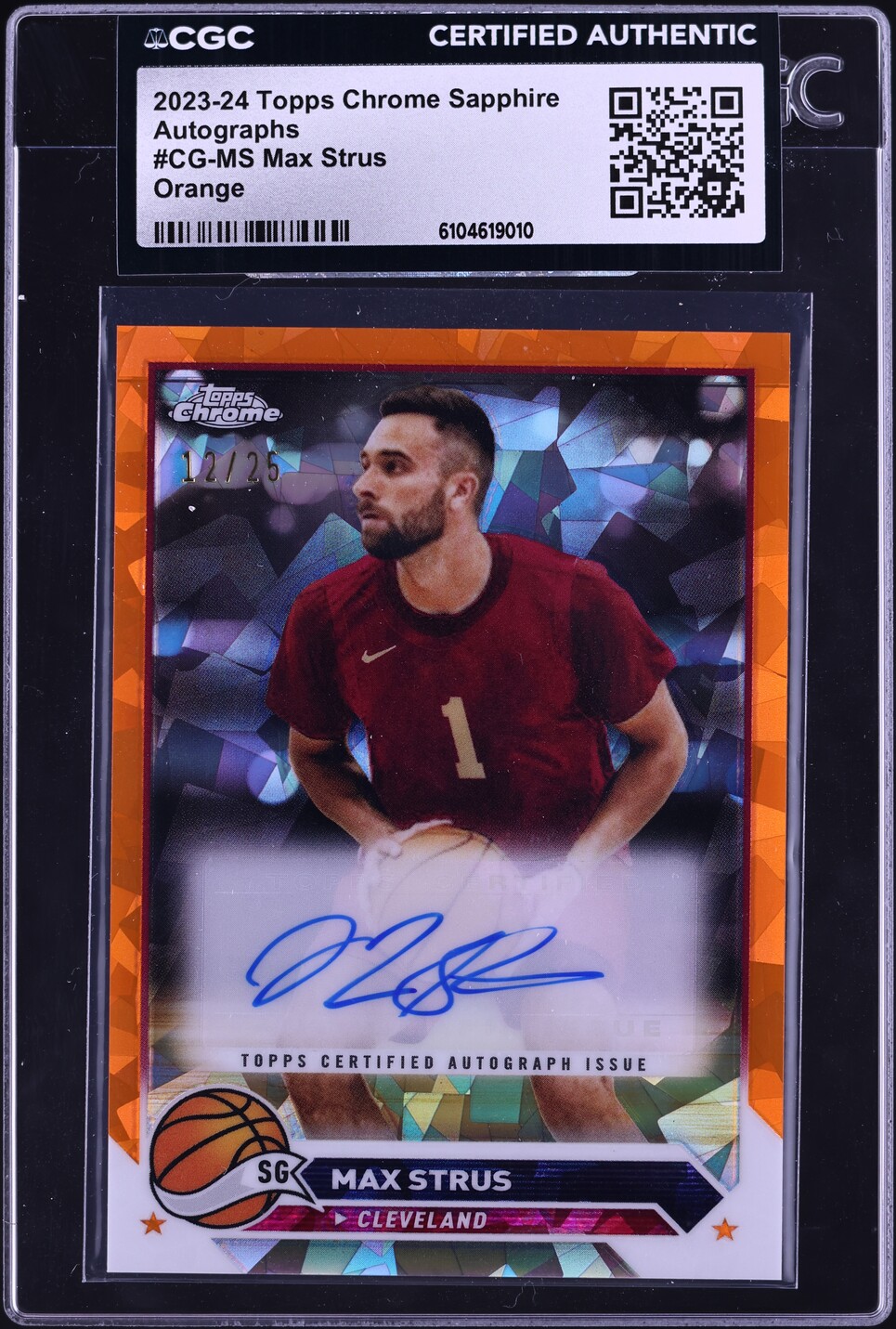 2023 Topps Chrome Sapphire Orange Max Strus AUTO /25 #CG-MS CGC AUTH on ...