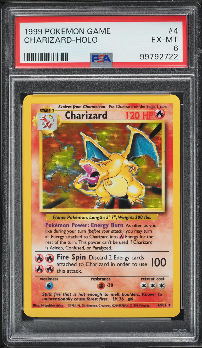 1999 Pokemon Base Set Holo Charizard #4 PSA 6 EXMT on Fanatics Collect