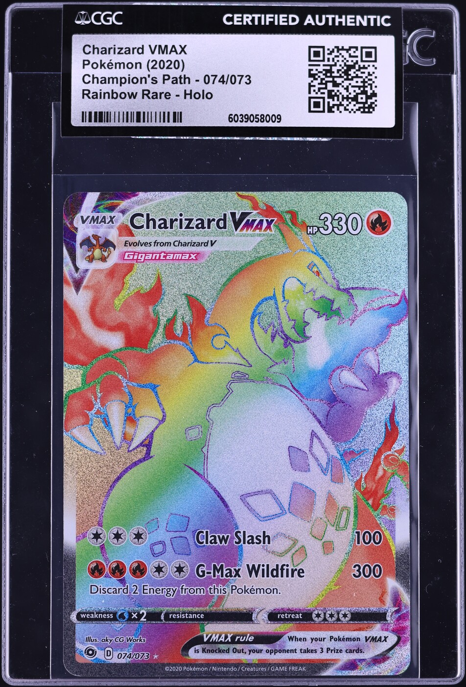 2020 Pokemon SWSH Champion's Path Hyper Rare Charizard VMAX #74 CGC ...