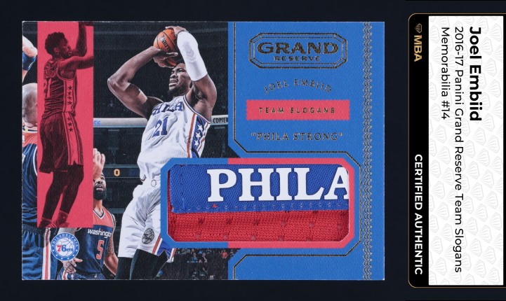 2016 Panini Grand Reserve Team Slogans Joel Embiid PATCH 1/2 #14 MBA ...
