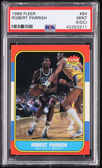 1986 Fleer Basketball Robert Parrish #84 PSA 9(oc) MINT on Fanatics Collect