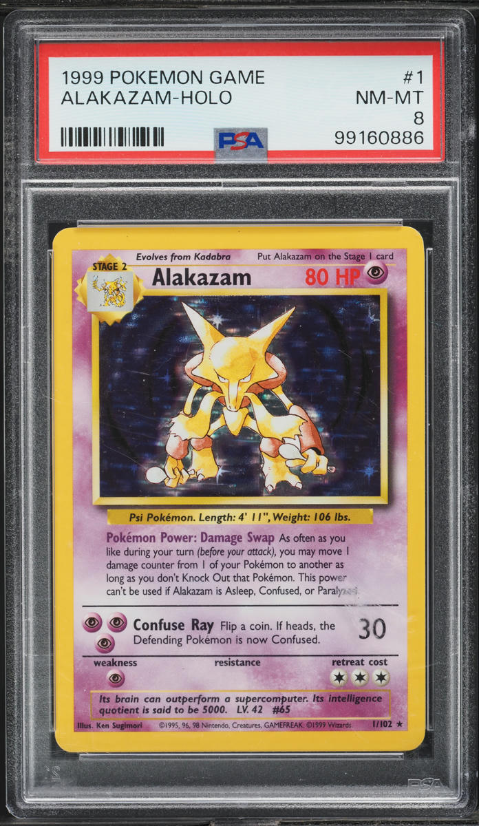 1999 Pokemon Base Set Holo Alakazam #1 PSA 8 NM-MT on Fanatics Collect