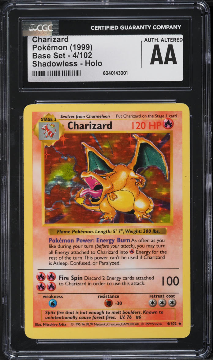 1999 Pokemon Base Set Shadowless Holo Charizard #4 CGC AUTH on Fanatics ...