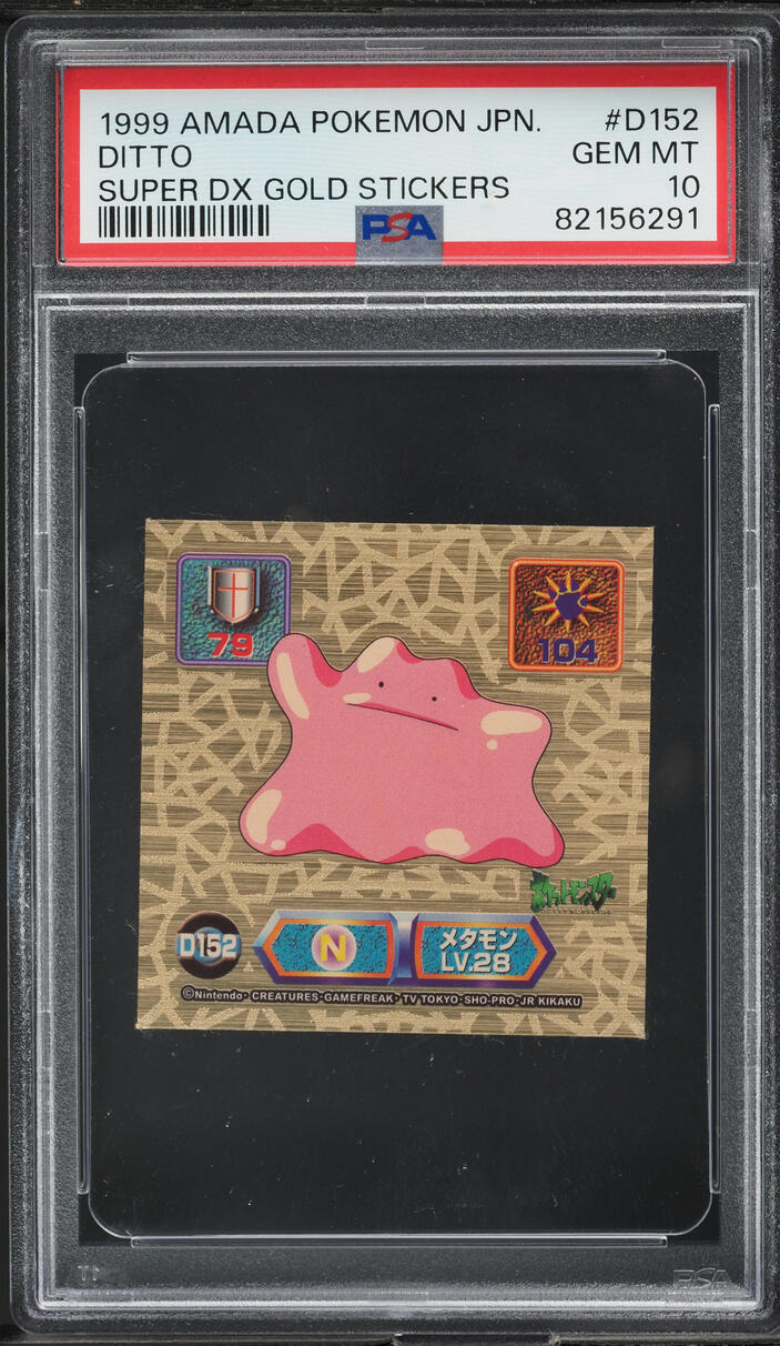 1999 Pokemon Japanese Amada Super DX Gold Stickers Ditto #D152 PSA 10 ...
