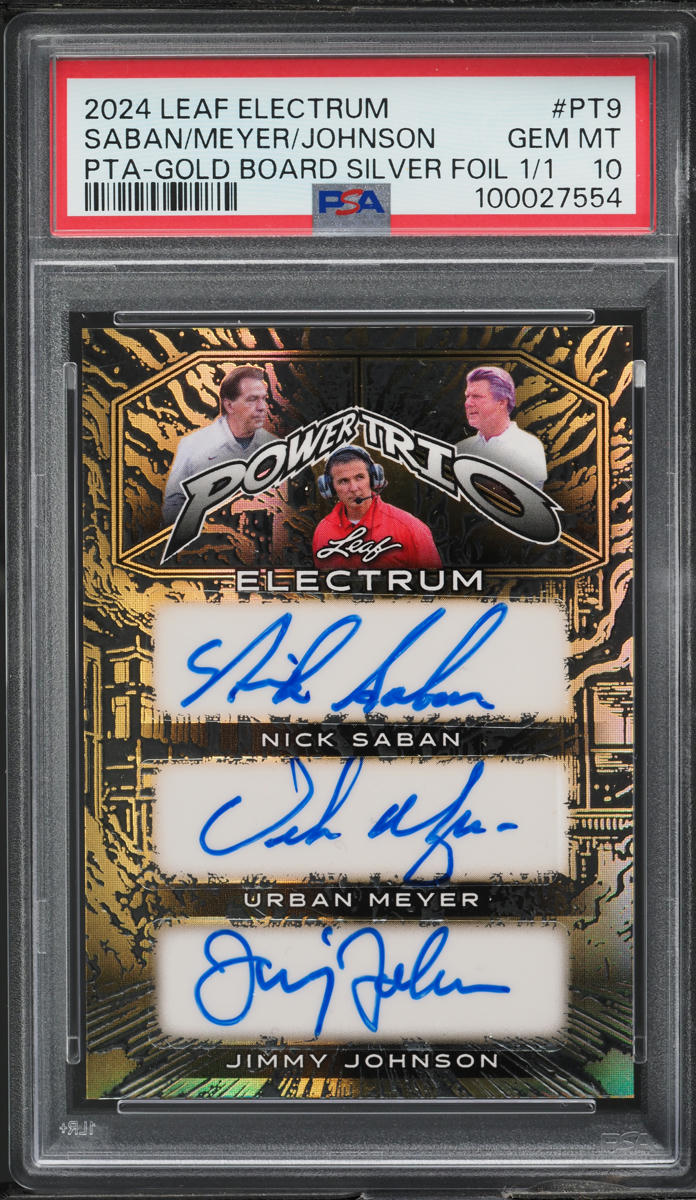 2024 Leaf Electrum Gold Board Silver Foil Saban Meyer & Johnson AUTO 1/ ...