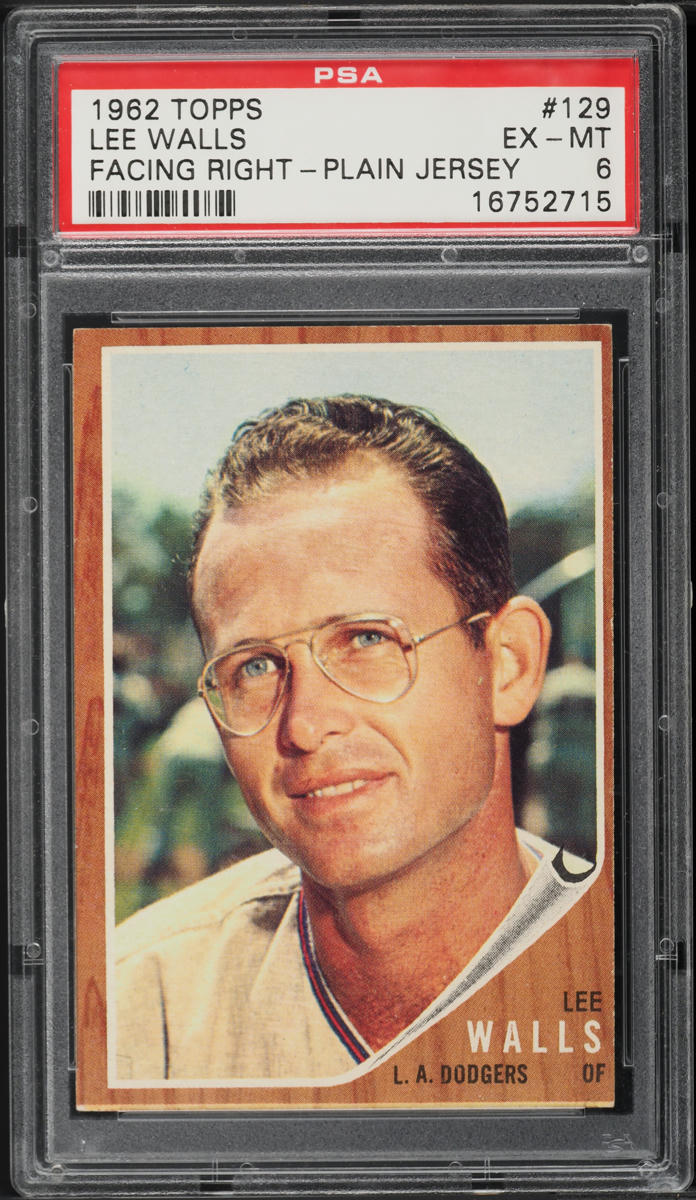 1962 Topps Lee Walls FACING RIGHT PLAIN JERSEY #129 PSA 6 EXMT on ...