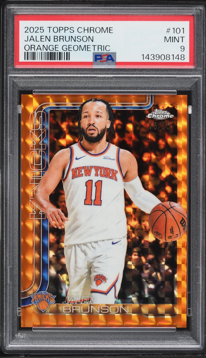 2025 Topps Chrome Orange Geometric Jalen Brunson /25 #101 PSA 9 MINT on ...