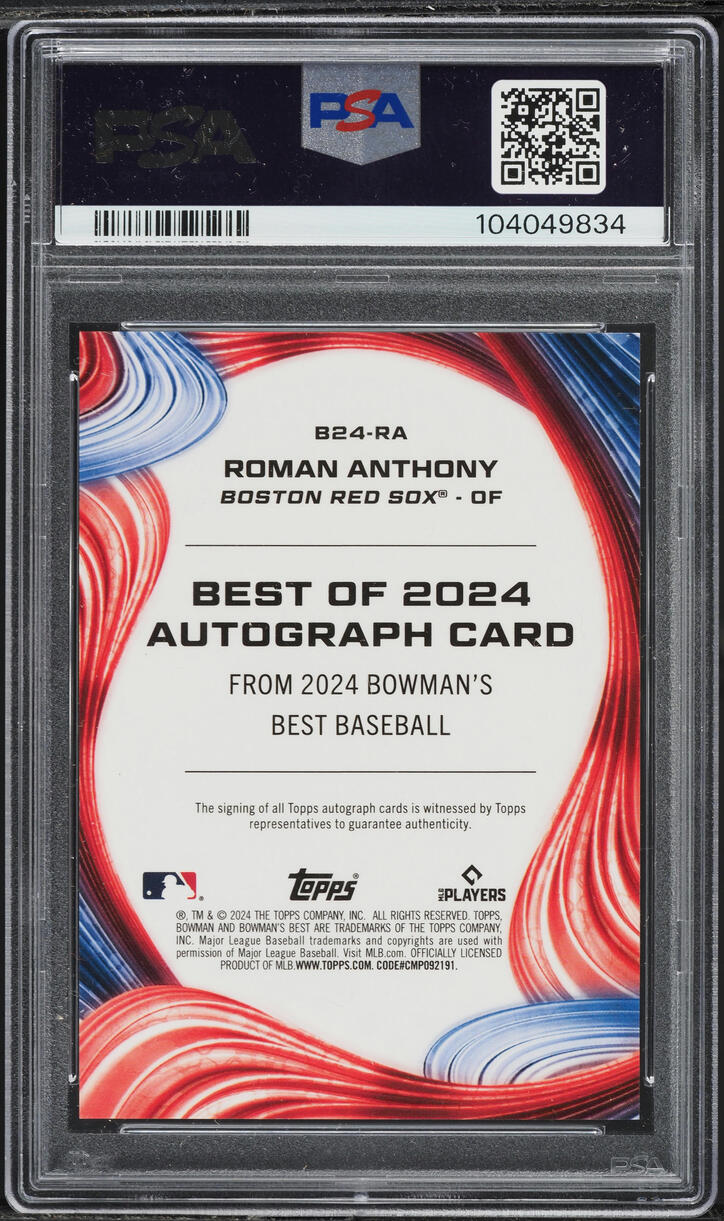 2024 Bowman's Best Of '24 Refractor Roman Anthony PROSPECT AUTO #B24-RA ...
