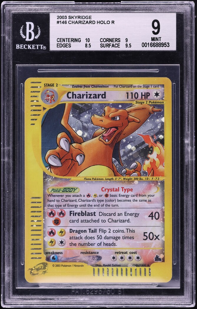2003 Pokemon Skyridge Holo Crystal Charizard #146 BGS 9 MINT on ...