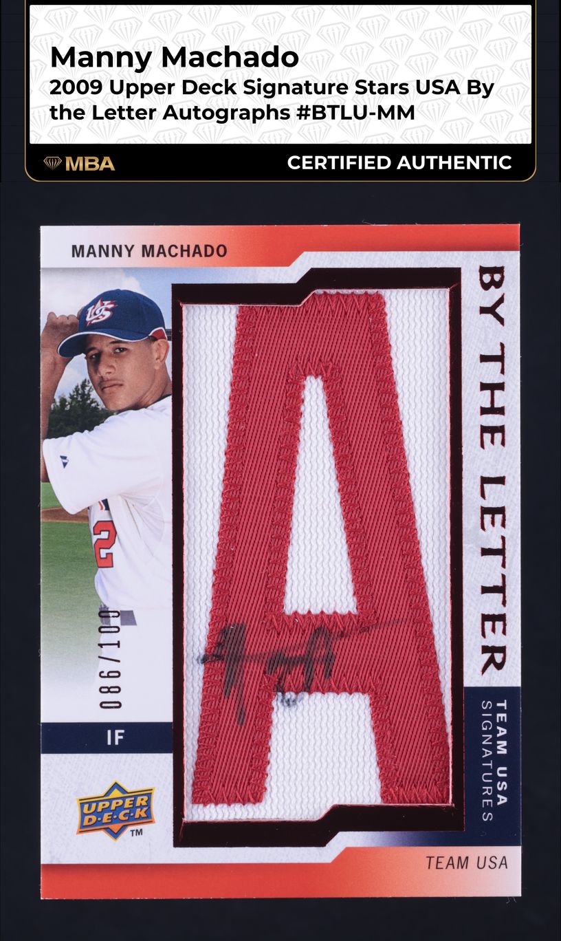 2009 UD Signature Stars By The Letter Manny Machado RC PATCH AUTO /100 ...
