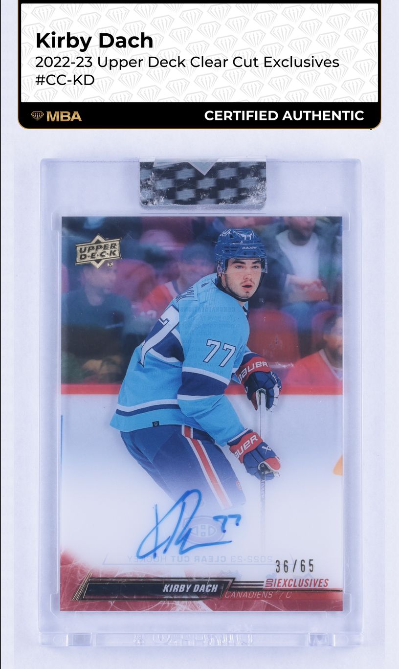 2022 Upper Deck Clear Cut Exclusives Kirby Dach AUTO /65 #CC-KD MBA AUTH on Fanatics Collect