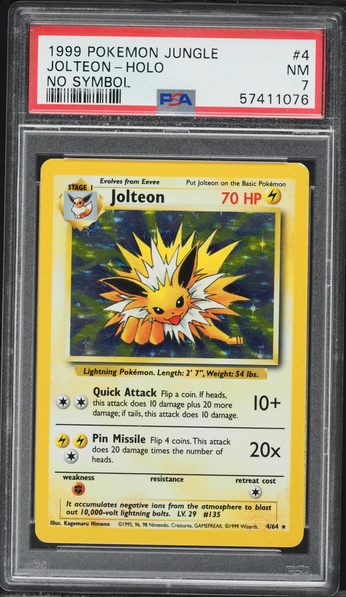1999 Pokemon Jungle No Set Symbol Holo Jolteon #4 PSA 7 NRMT on ...