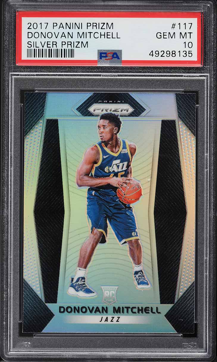 2017 Panini Prizm Silver Donovan Mitchell ROOKIE #117 PSA 10 GEM MINT ...