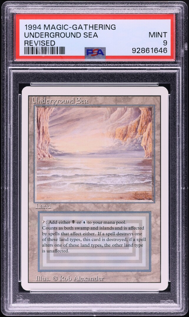 1994 Magic The Gathering MTG Revised Dual Land Underground Sea PSA 9 ...