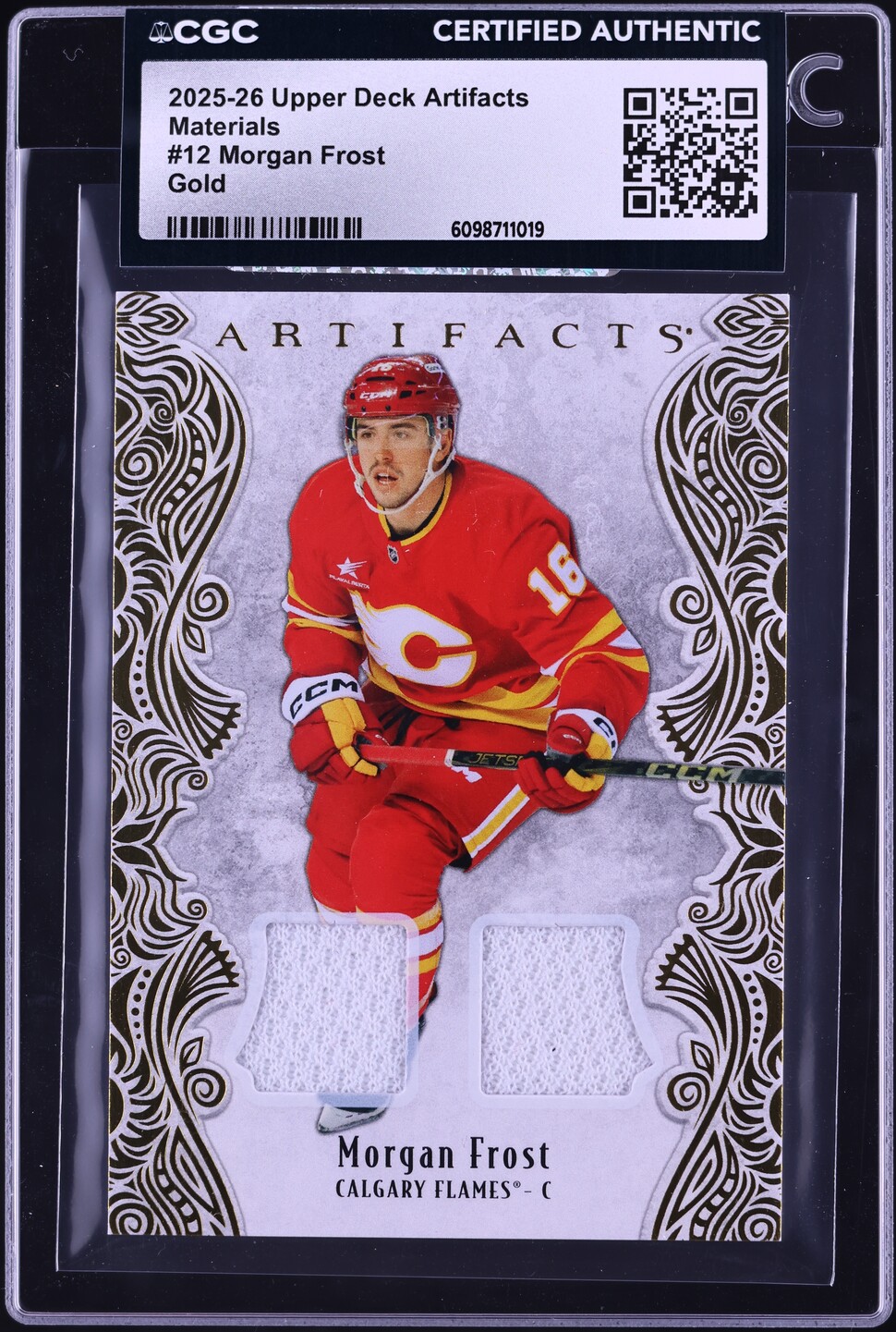 2025 Upper Deck Artifacts Gold Morgan Frost PATCH /299 #12 CGC AUTH on ...