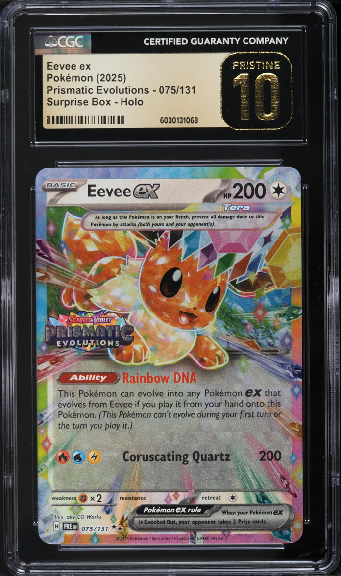 2025 Pokemon SV Prismatic Evolutions Surprise Box Holo Eevee ex CGC 10 PRISTINE on Fanatics Collect