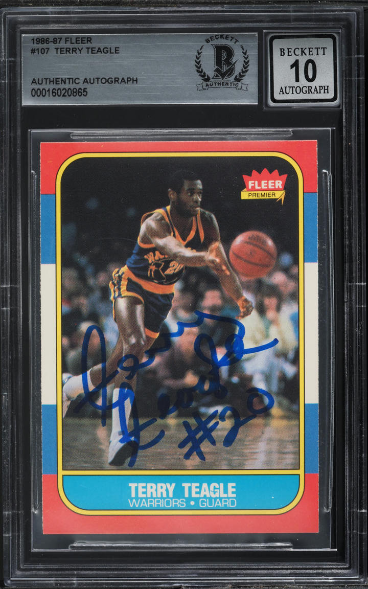 1986 Fleer Basketball Terry Teagle AUTO #107 BGS AUTH on Fanatics Collect