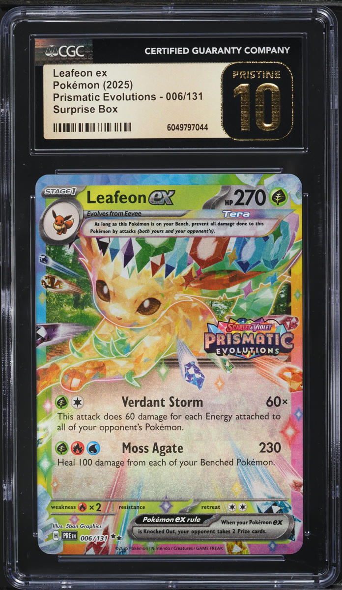 2025 Pokemon SV Prismatic Evolutions Surprise Box Leafeon ex #6 CGC 10 PRISTINE on Fanatics Collect