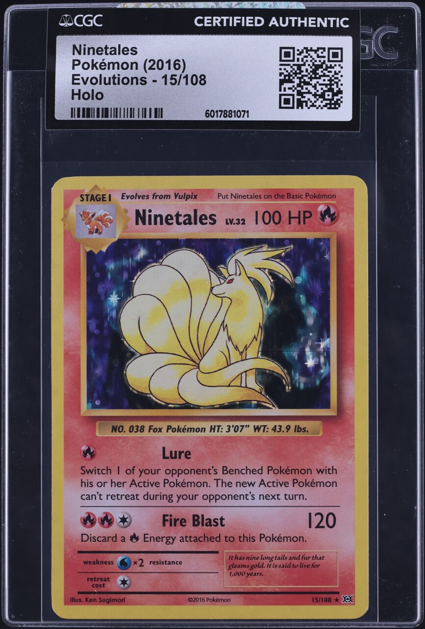 2016 Pokemon XY Evolutions Holo Ninetales #15 CGC AUTH on Fanatics Collect
