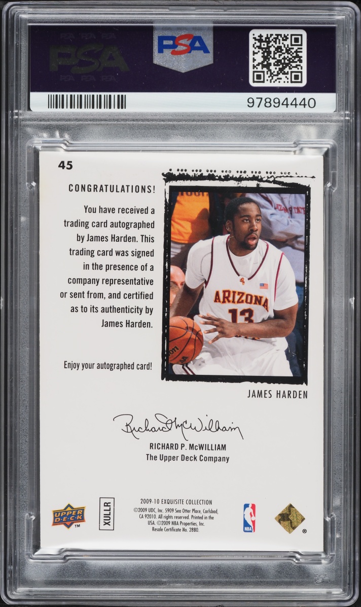 2009 Exquisite Collection Parallel James Harden ROOKIE AUTO DNA 10 ...