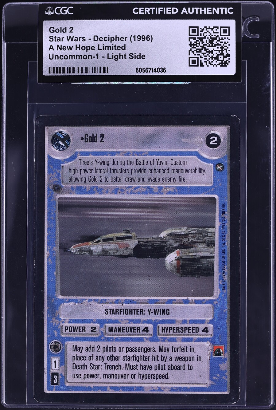 1996 Star Wars Decipher A New Hope Limited Light Side Gold 2 CGC AUTH ...