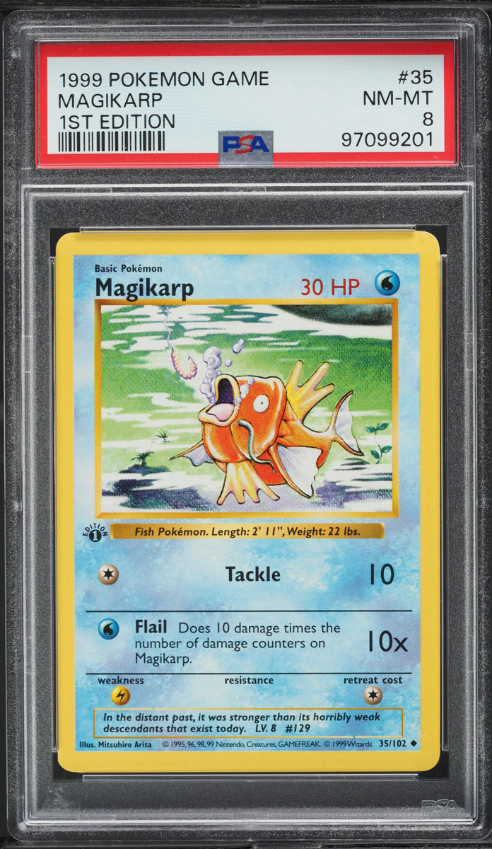1999 Pokemon Base Set Shadowless 1st Edition Magikarp #35 PSA 8 NM-MT ...