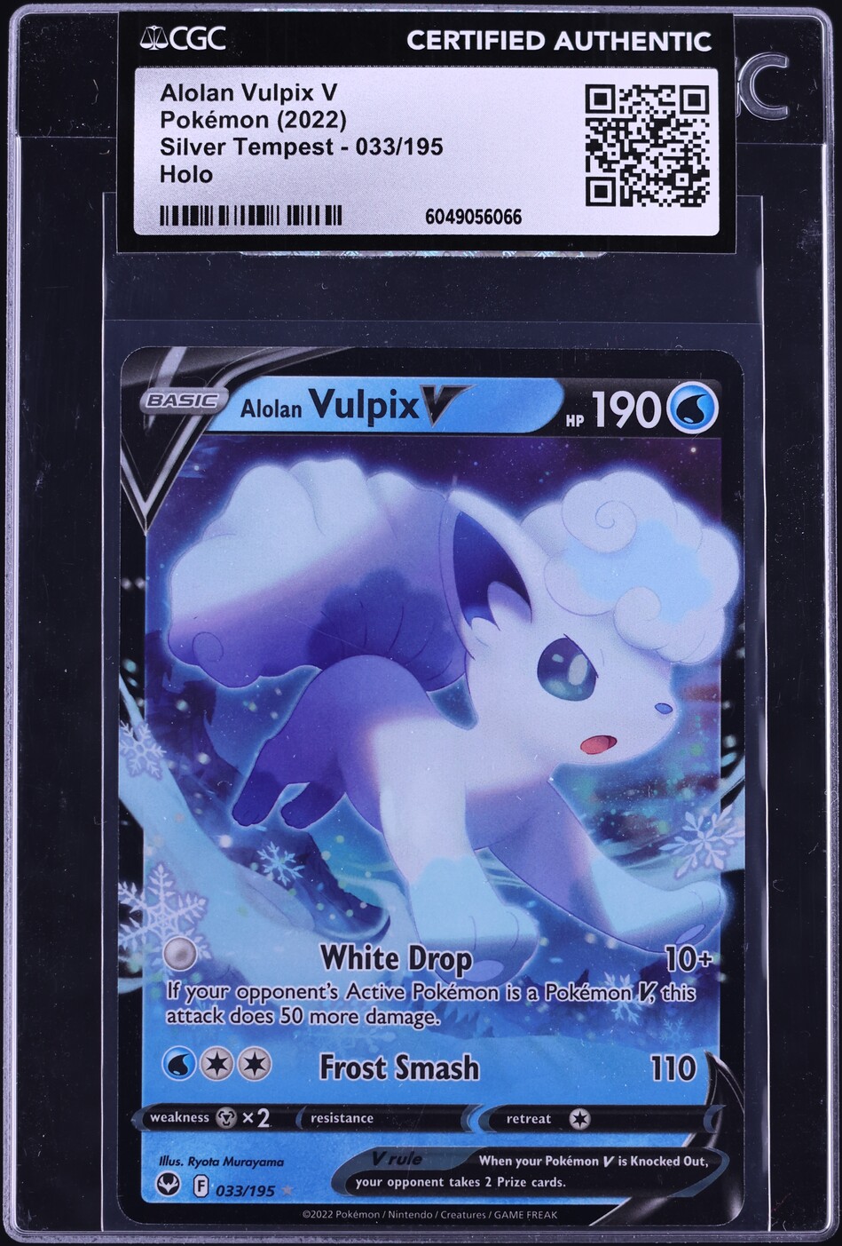 2022 Pokemon Sword & Shield Silver Tempest Alolan Vulpix V #33 CGC AUTH ...