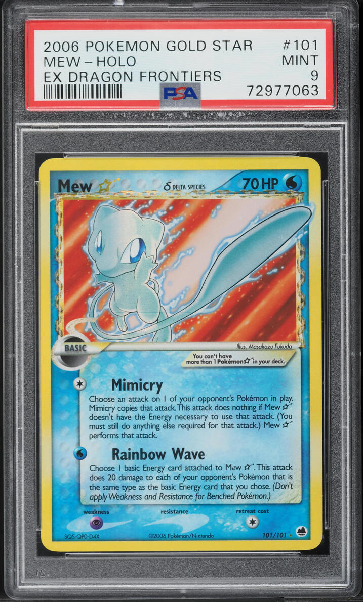 2006 Pokemon EX Dragon Frontiers Holo Mew Gold Star #101 PSA 9 MINT on ...
