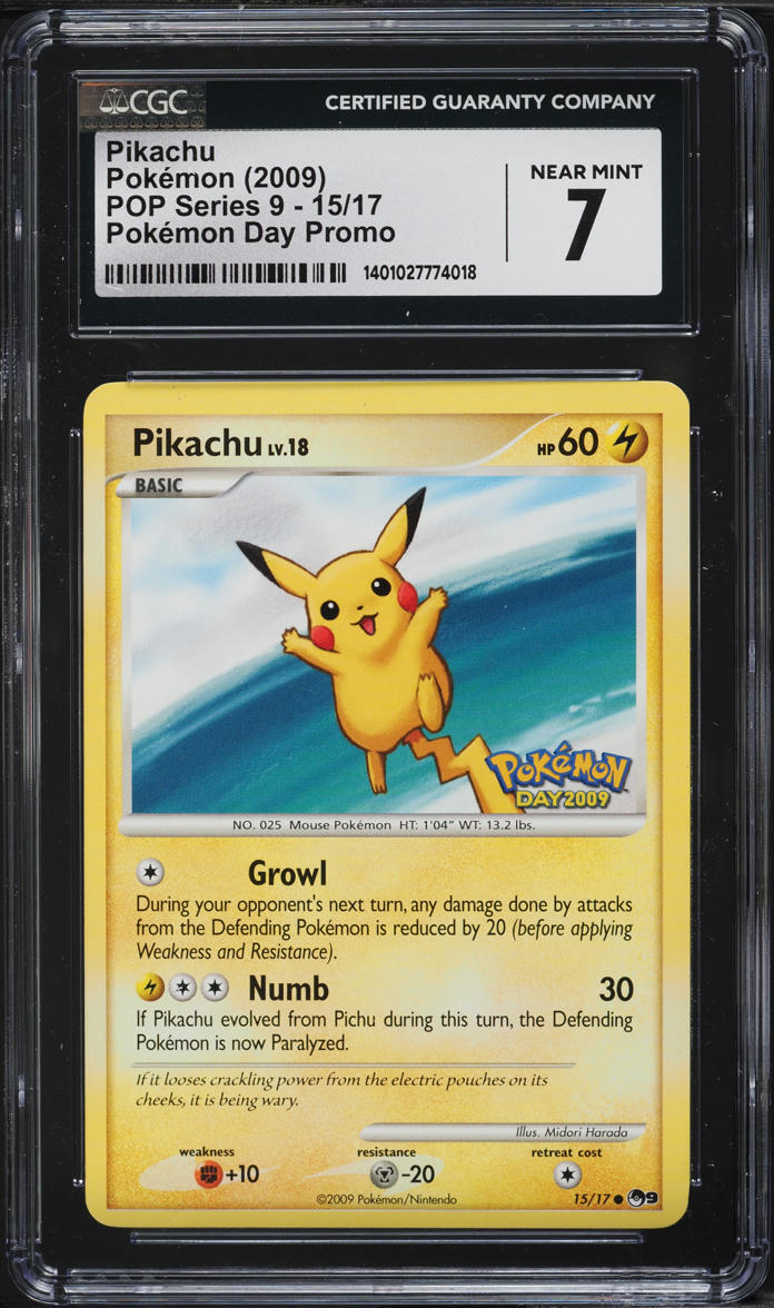 2009 Pokemon POP Series 9 Pokemon Day Promo Pikachu #15 CGC 7 NRMT on ...