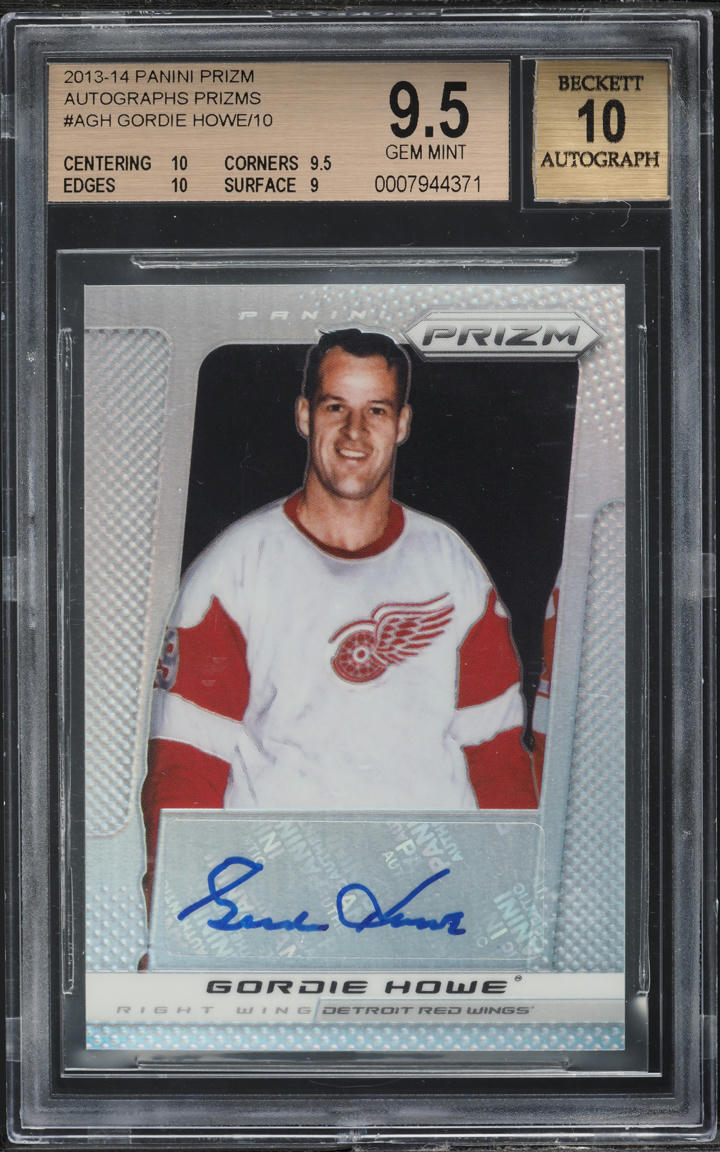 2013 Panini Prizm Silver Gordie Howe AUTO /10 #A-GH BGS 9.5 GEM MINT on ...