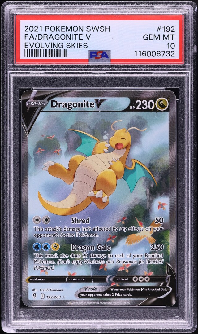 2021 Pokemon Sword & Shield Evolving Skies Alt Art Dragonite V #192 PSA ...